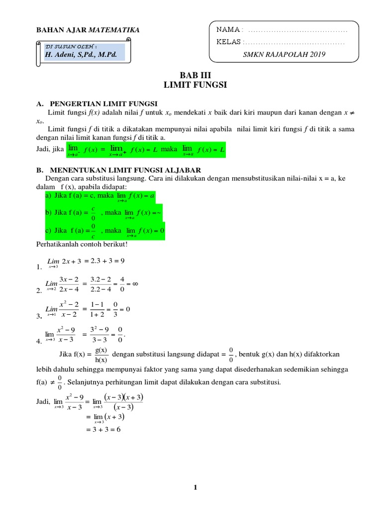Limit dan Turunan dalam Matematika | PDF