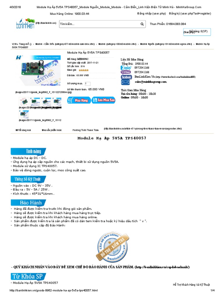 Module Hạ Áp 5V5A TPS40057 - Module Nguồn - Module - Module - Cảm Biến ...