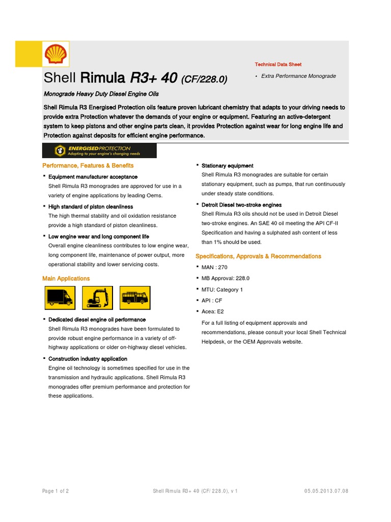 Shell Rimula R3 40 | Download Free PDF | Motor Oil | Mechanical Engineering