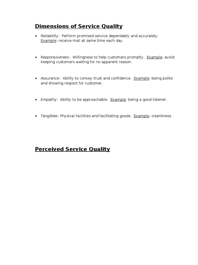 Dimensions of Service Quality | PDF | Cognitive Science | Business