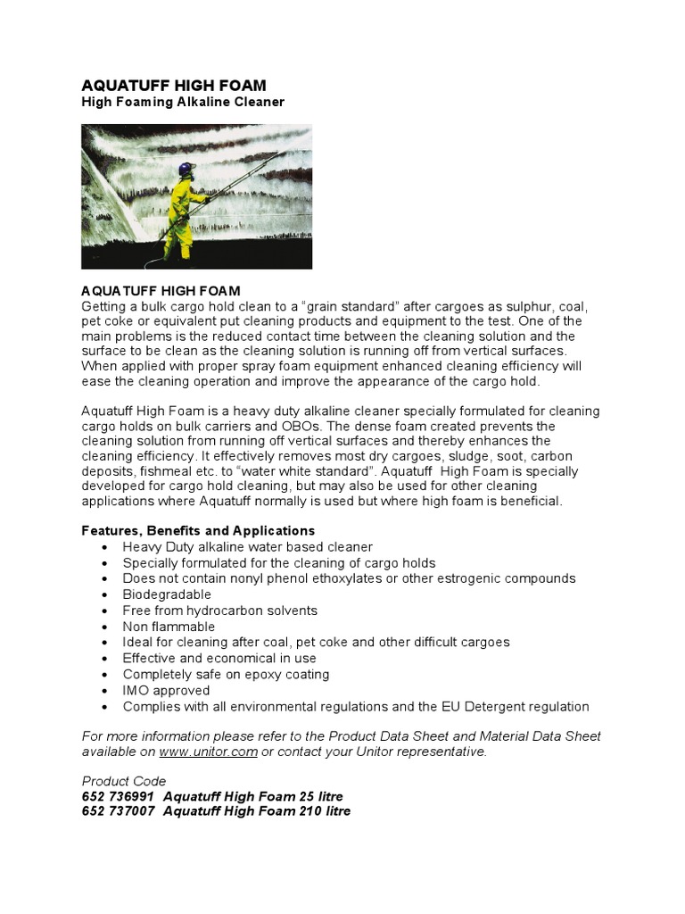 Aquatuff High Foam: High Foaming Alkaline Cleaner | PDF | Home & Garden