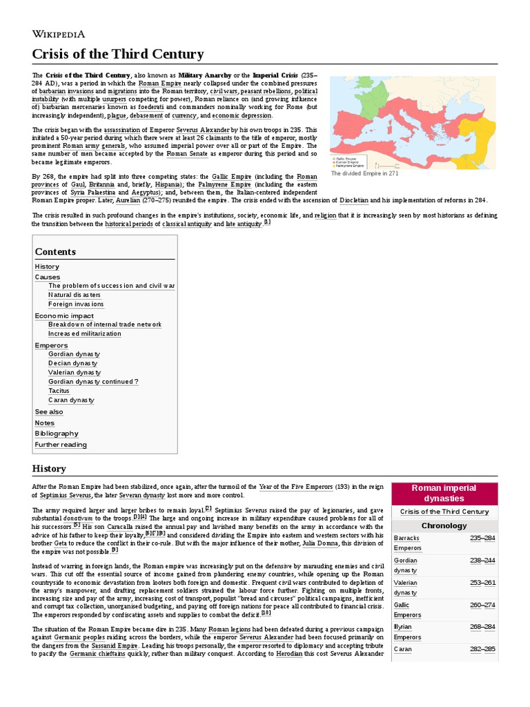 Crisis of The Third Century | PDF | Ancient Europe | Government Of The ...