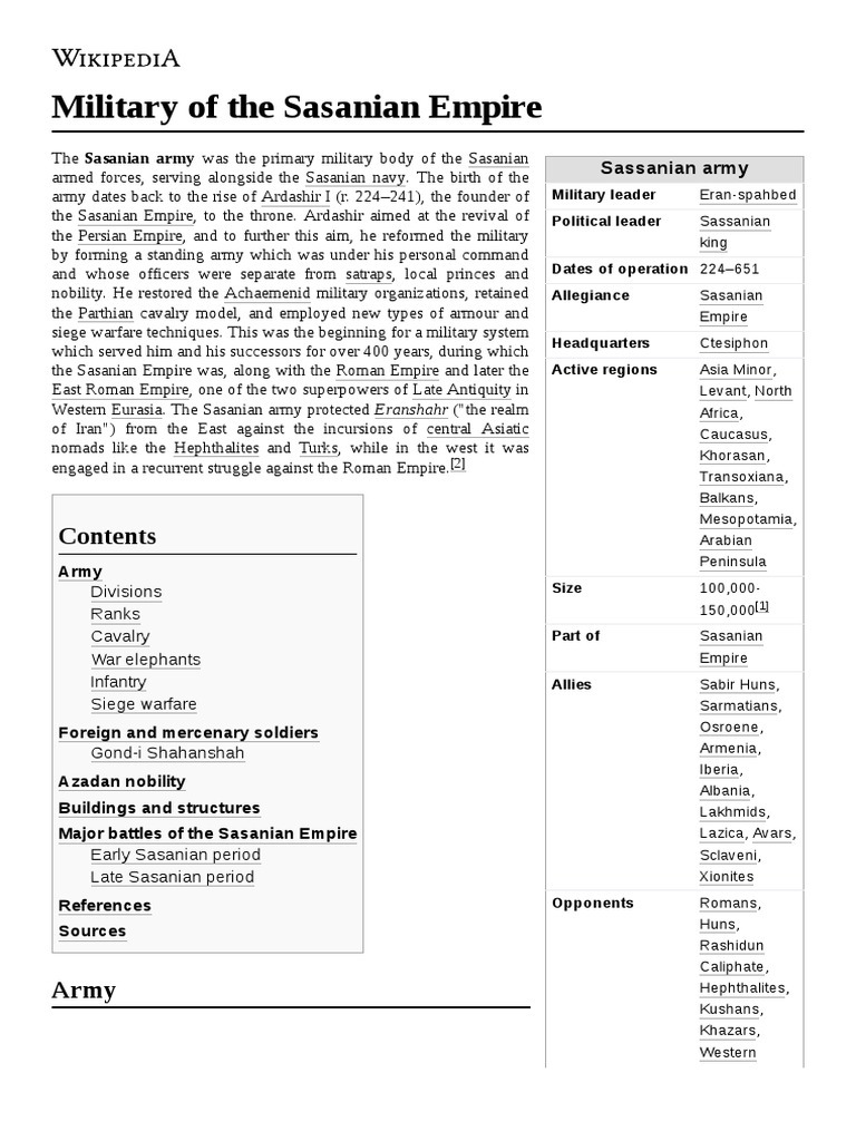 Military of The Sasanian Empire: Sassanian Army | PDF | Warfare Of The ...