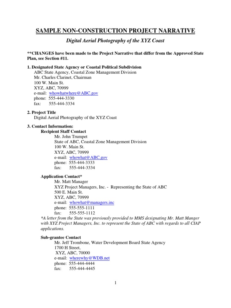 Sample Non-Construction Project Narrative: Digital Aerial Photography ...