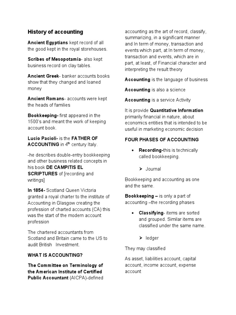 History of accounting and its evolution | PDF | Bookkeeping | Accounting