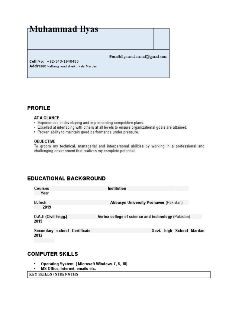 Muhammad Ilyas CV Updated | PDF