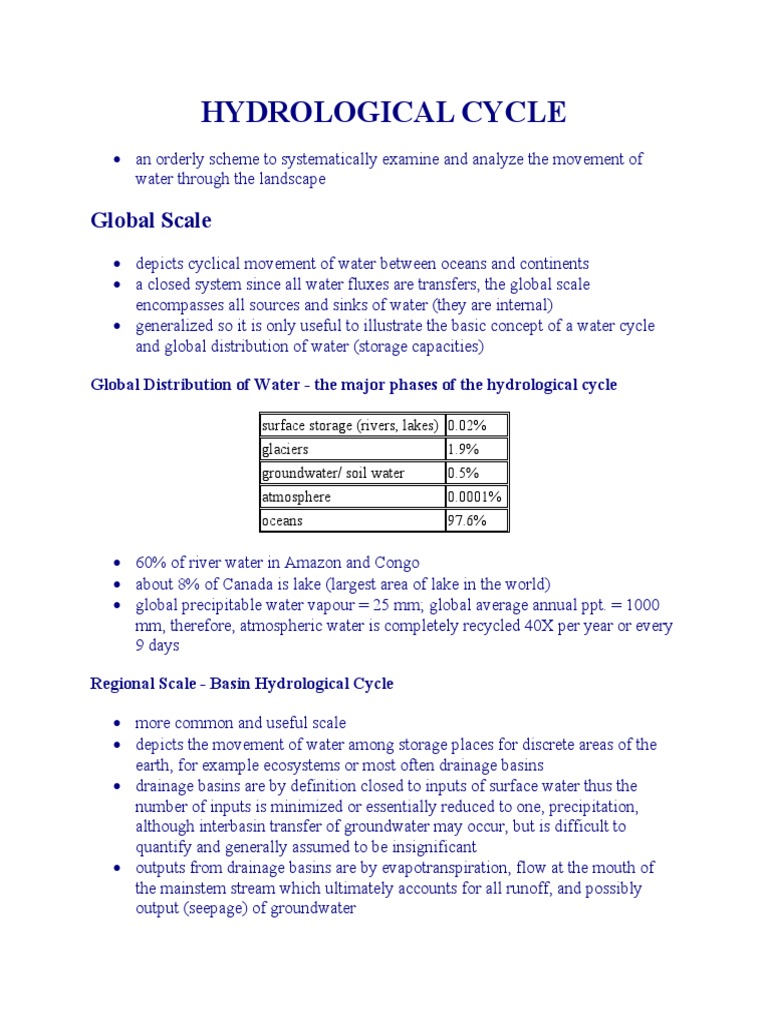 Hydrological Cycle: Global Scale | PDF | Water Cycle | Hydrology