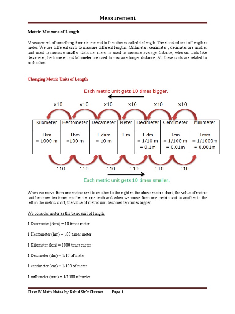 Measurement: Metric Measure of Length | PDF