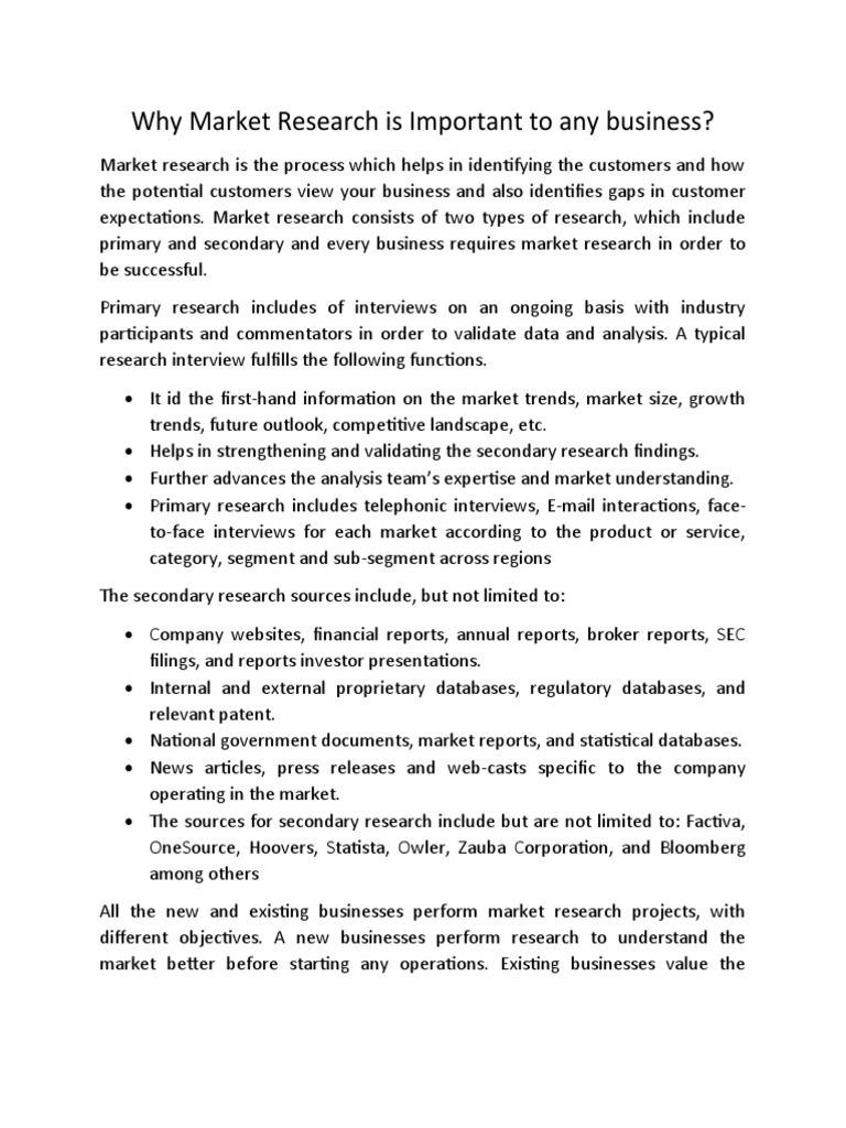 Why Market Research Is Important To Any Business | PDF | Investor ...