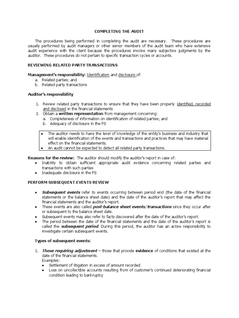 Completing The Audit | PDF | Going Concern | Auditor's Report