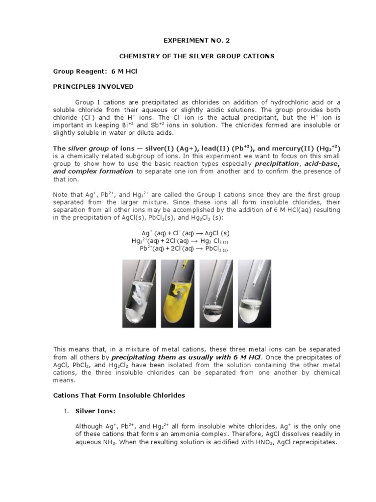 Silver Group Cation Separation Methods | PDF | Precipitation (Chemistry ...