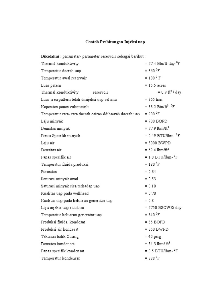 Contoh Perhitungan Injeksi Uap | PDF