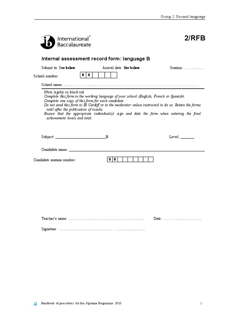 Internal Assessment Record Form 2-RFB | PDF | Communication | Cognition