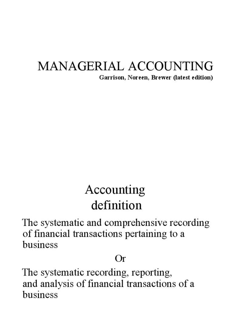 Overview of Management Accounting | PDF | Management Accounting ...