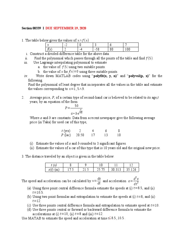 Assignment Final Exam SECTION I | PDF | Finite Difference | Recurrence Relation