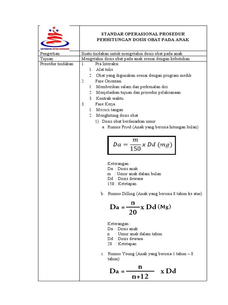 Sop DDST Dan Perhitungan Dosis Obat | PDF