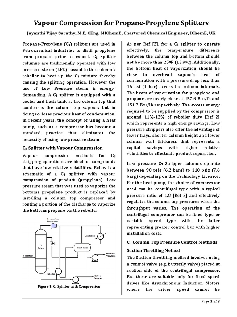 Vapour Compression For Propane-Propylene Splitters | PDF | Throttle ...