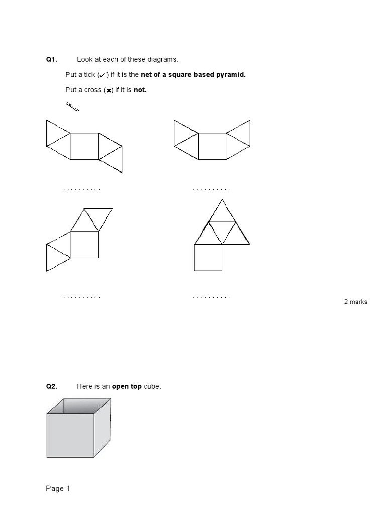 3d Shapes Level 4 Questions | PDF