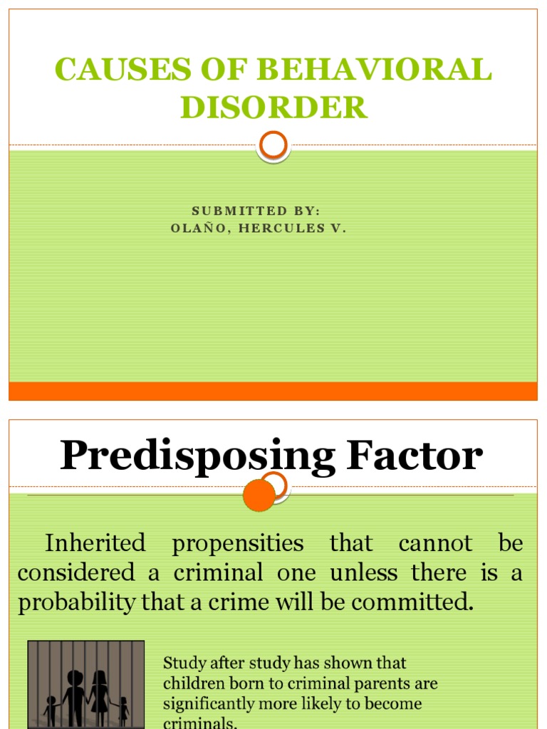 Causes of Behavioral Disorder | PDF