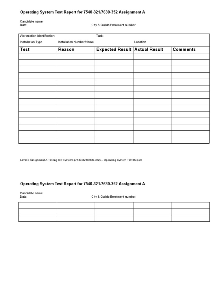Operating System Test Report A | PDF
