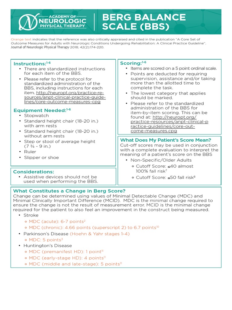 Balance Scale Pocket Guide | PDF | Physical Therapy | Clinical Medicine