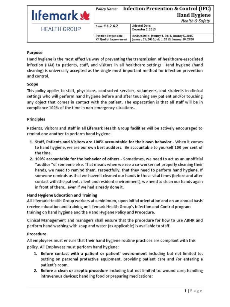 IPC Hand Hygiene - 4.2.6.2 | PDF | Hand Washing | Hygiene