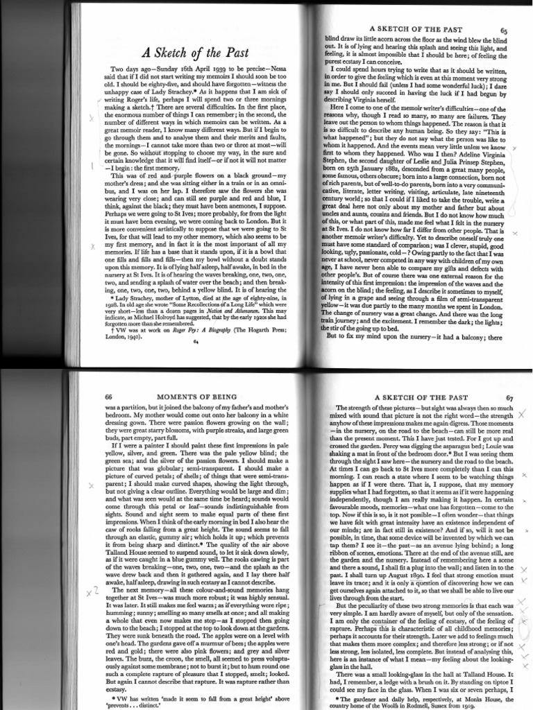 A Sketch of The Past de Virginia Woolf. Fragmento. Visto en Textos de ...