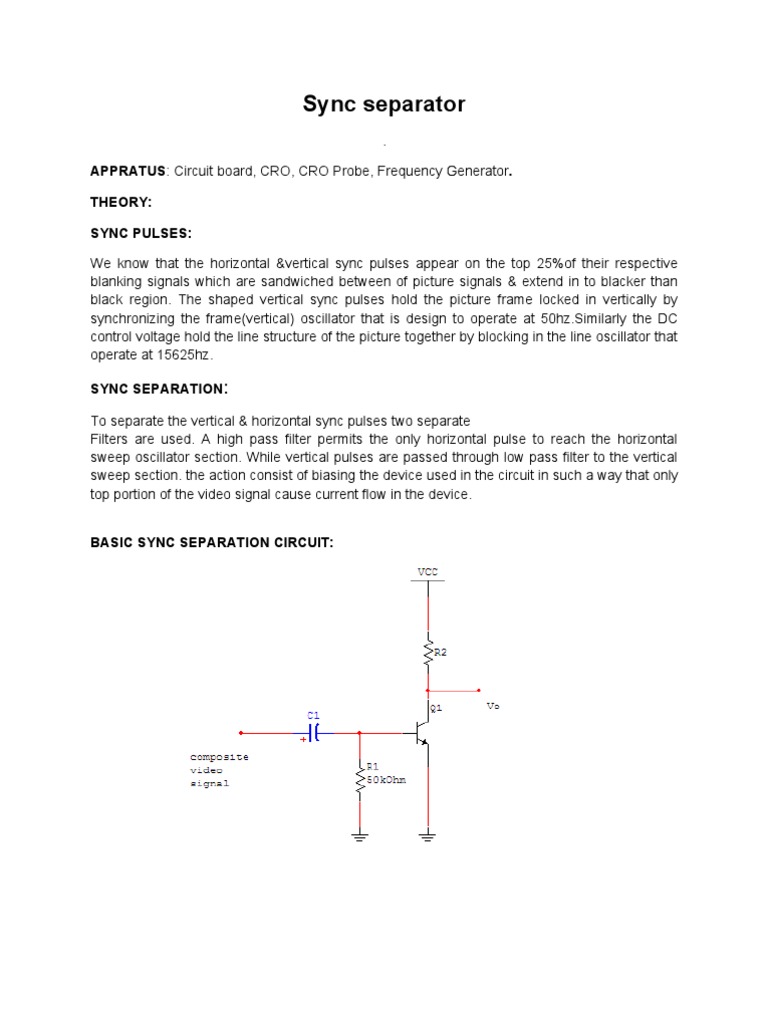 Sync Separator | PDF | Capacitor | Bipolar Junction Transistor