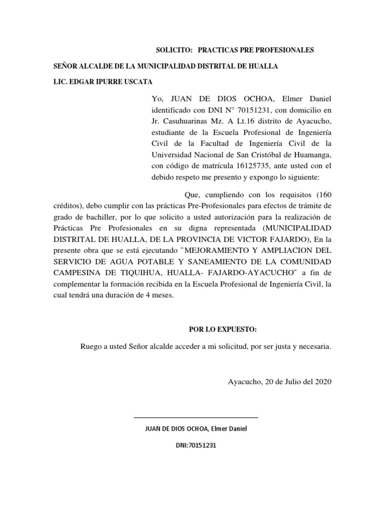 Solicitud de Practicas | PDF