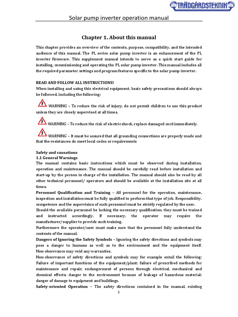 Solar Pump Inverter Manual | PDF | Power Inverter | Photovoltaics