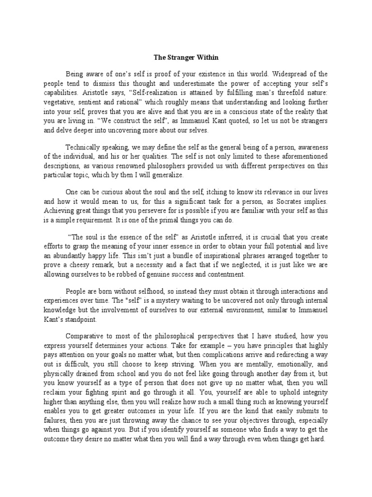 Understanding The Self Assignment | PDF | Self | Soul