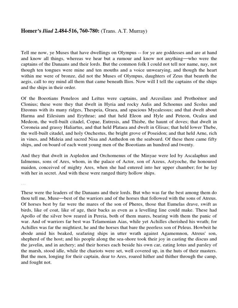 Iliad Reading - Lecture 1-1 | PDF | Trojan War Literature | Greek Mythology