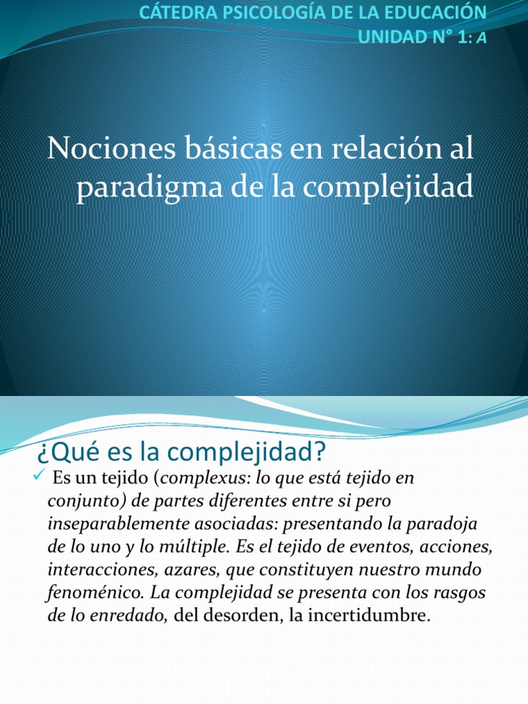 Presentación Paradigma de La Complejidad | PDF | Complejidad | Paradigma