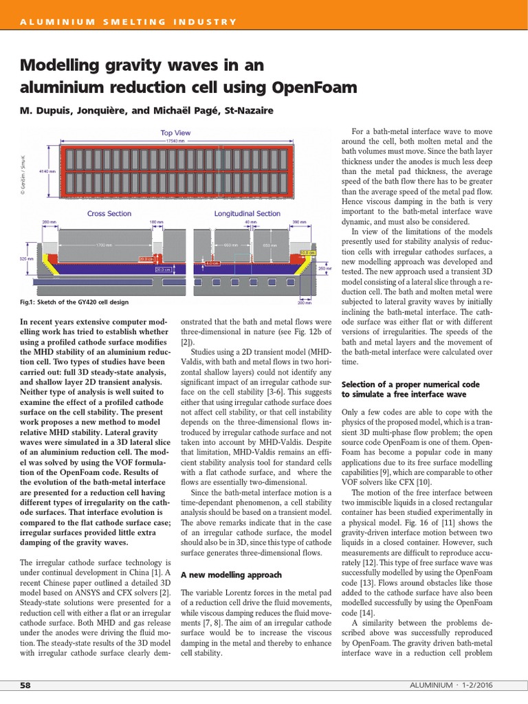 Modeling Gravity Waves Aluminium Reduction Cells With OpenFoam | PDF | Cathode ...