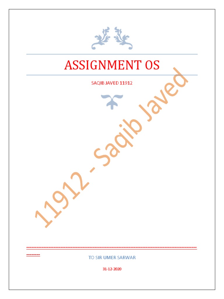 Assignment Os: Saqib Javed 11912 | PDF | Thread (Computing) | Process (Computing)