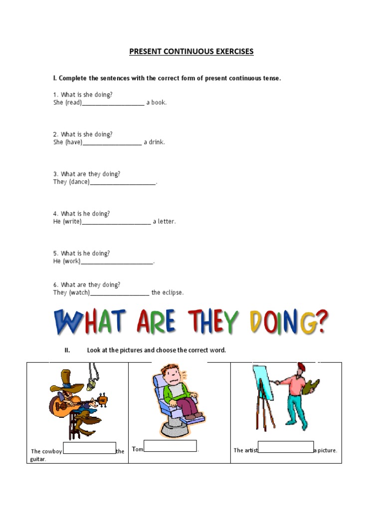 Present Progressive Exercises | PDF