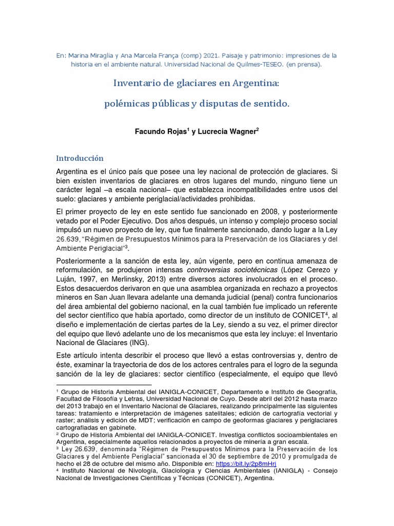 Rojas Wagner. Glaciares Final Set2020 | PDF | Minería | Science