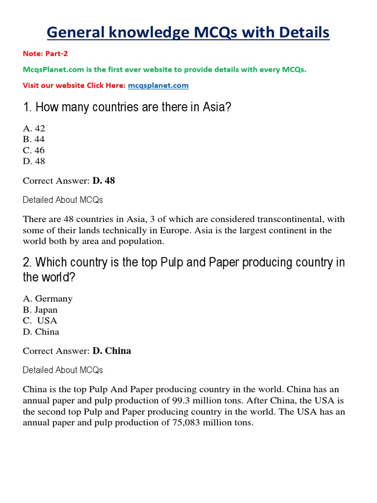 General knowledge MCQs with Details | PDF | Stadium | Port