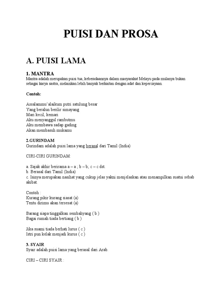 Prosa Dan Puisi | PDF | Klasik