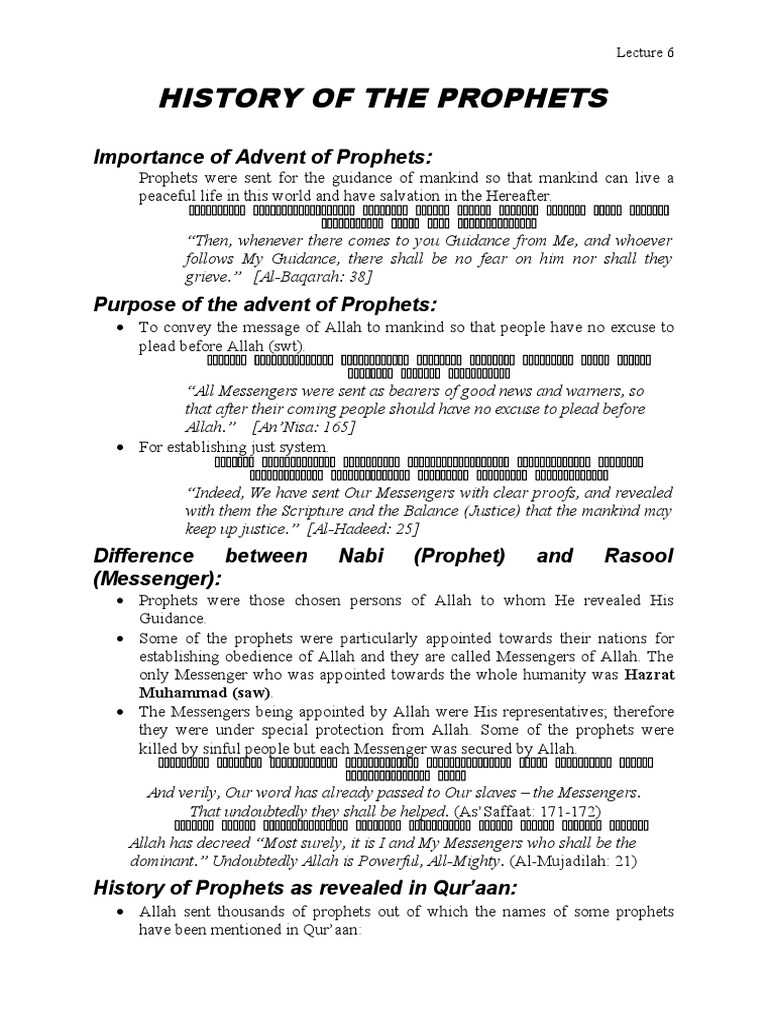 History of The Prophets | PDF | Prophets And Messengers In Islam ...
