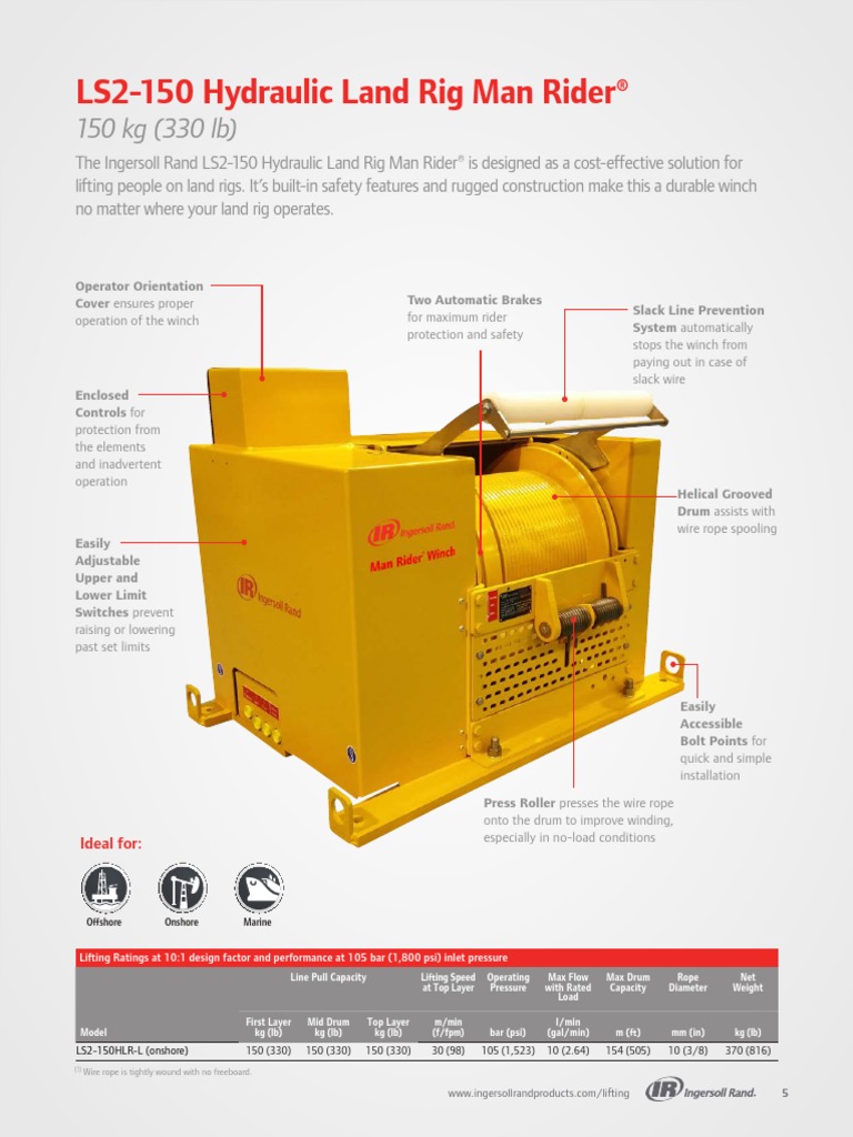 LS2-150 Hydraulic Land Rig Man Rider®: 150 KG (330 LB) | PDF ...