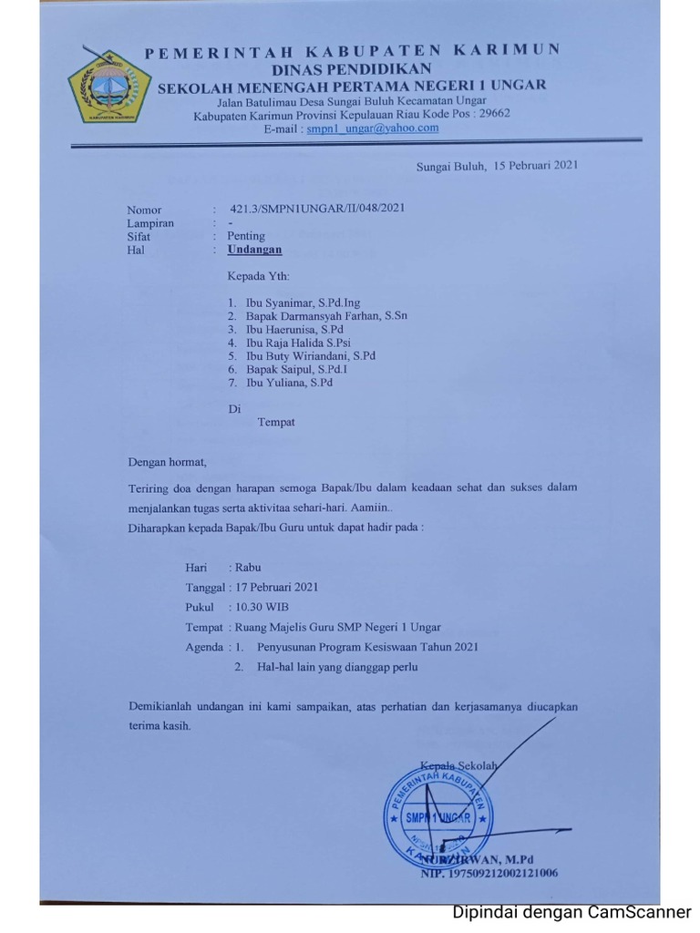 Undangan Rapat Penyusunan Program Kesiswaan Pdf