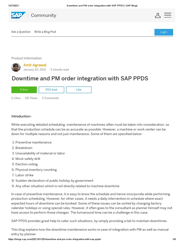 Downtime and PM Order Integration With SAP PPDS - SAP Blogs | PDF