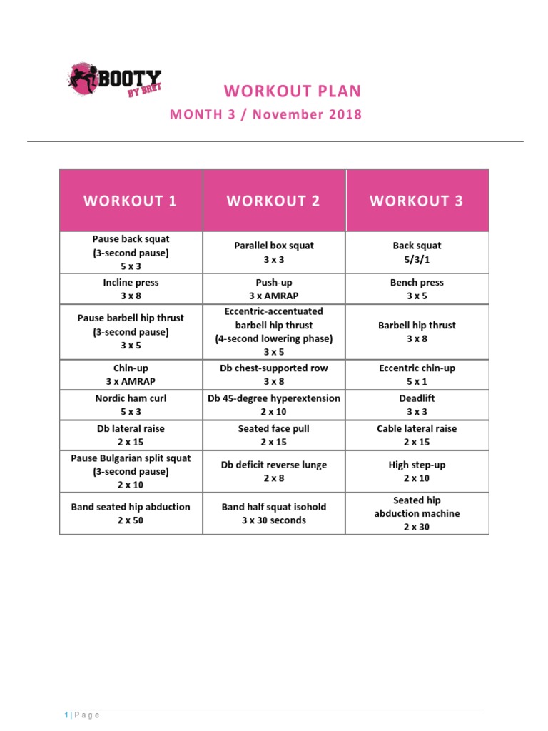 BBB Month 3 Workout Plan PDF | PDF | Anatomical Terms Of Motion | Foot