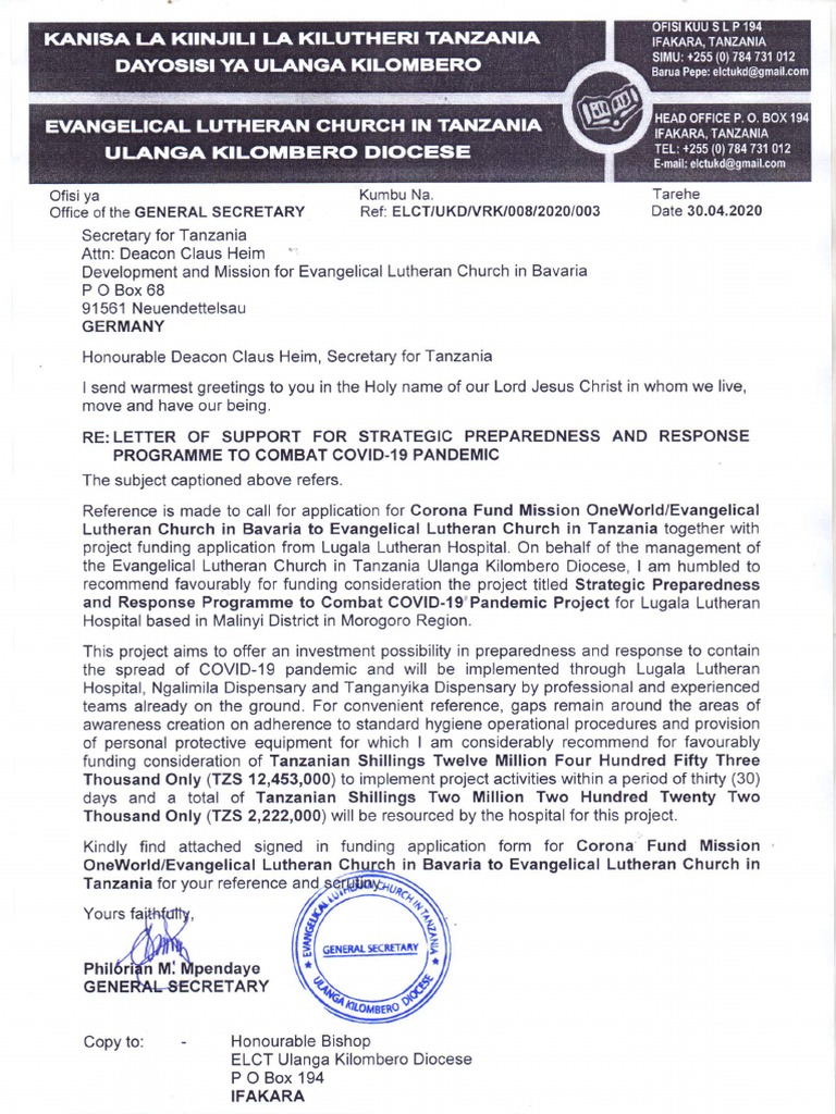 Funding Application From Lugala Lutheran Hospital | PDF