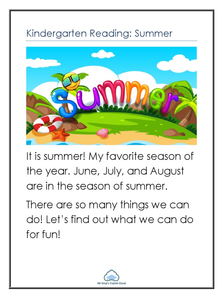 Kindergarten Reading: Summer | PDF | Language Arts & Discipline | Art