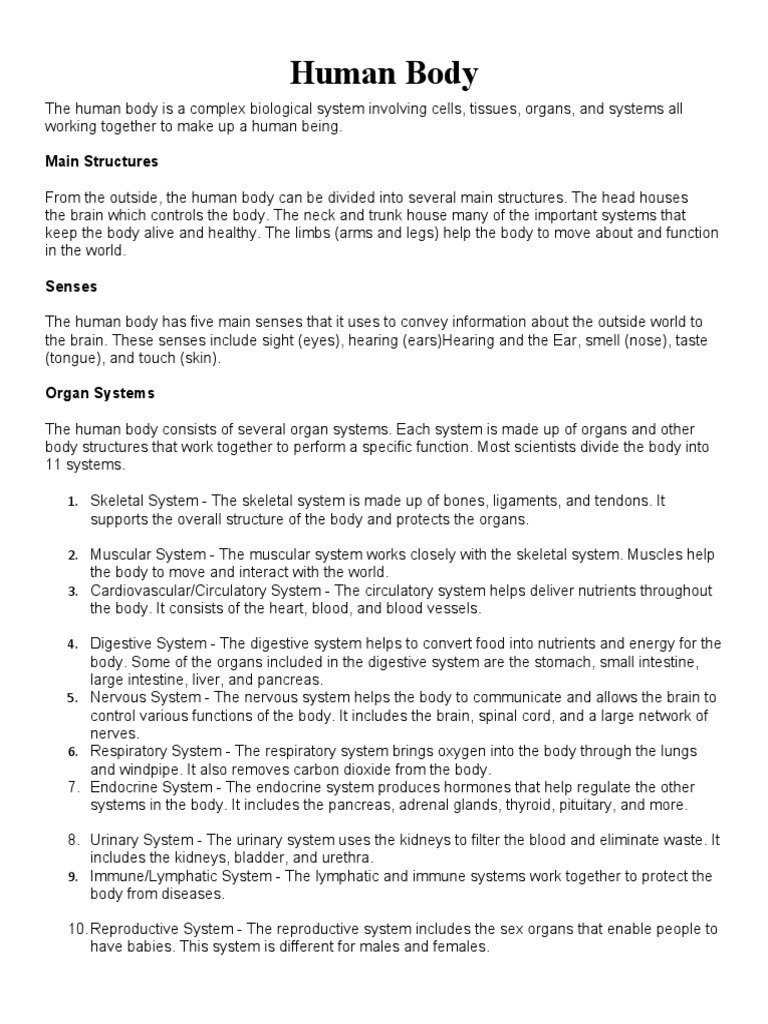 BIOLOGY Human Body | PDF | Human Body | Organ (Anatomy)