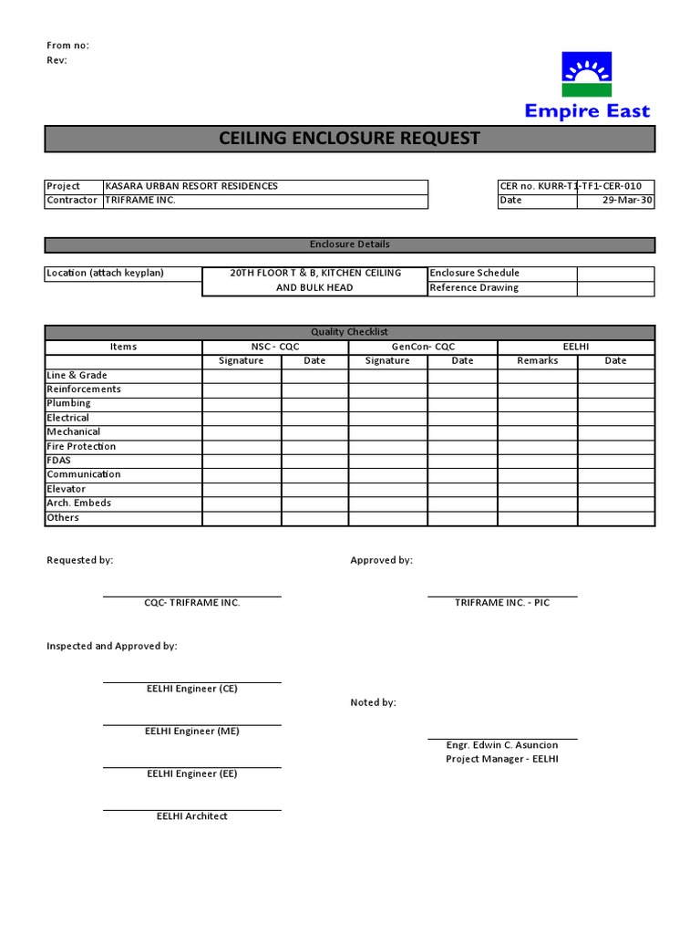 Ceiling Enclosure Request for KURR | PDF