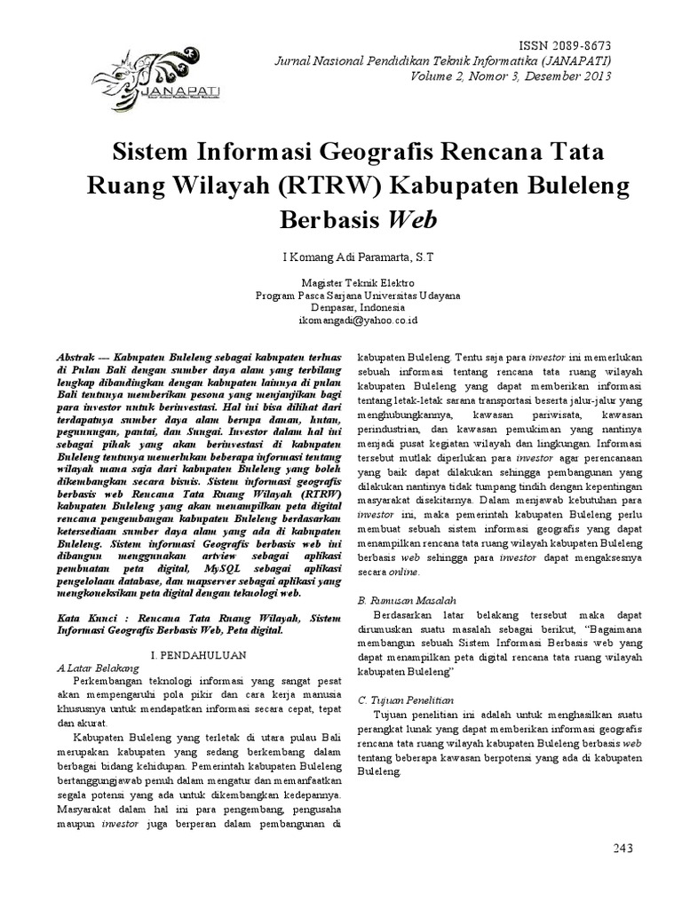 Sistem Informasi Geografis Rencana Tata Ruang Wilayah (RTRW) Kabupaten ...