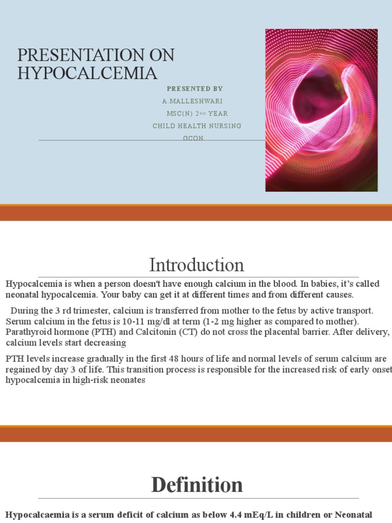 Presentation On Hypocalcemia Presented By Pdf Human Diseases And